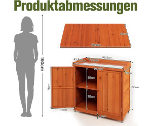 Costway Geräteschrank mit herausnehmbarem Regal & 4 Rollen, Holz, 98 ...