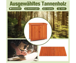 Costway Geräteschrank mit herausnehmbarem Regal & 4 Rollen, Holz, 98 ...