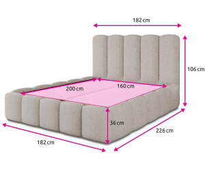 Sofnet Aura Polsterbett mit Bettkasten, Lattenrost, Bouclé, 160x200cm ...