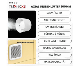TronicXL Inline-Lüfter 100mm 230V mit Schalter und Stecker ab 24,90 ...