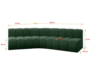 ALTDECOR Montra-L1 Modulares Ecksofa L-Form 5-Sitzer Cord Textil Grün ...