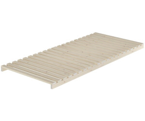 Erst-Holz Niederflurbett Futon 90x200 metallfreier Lattenrost Fichte ...