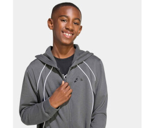 Adidas Color Block Full Zip Hoodie Sweatshirt (KB7089) grey six/black ...