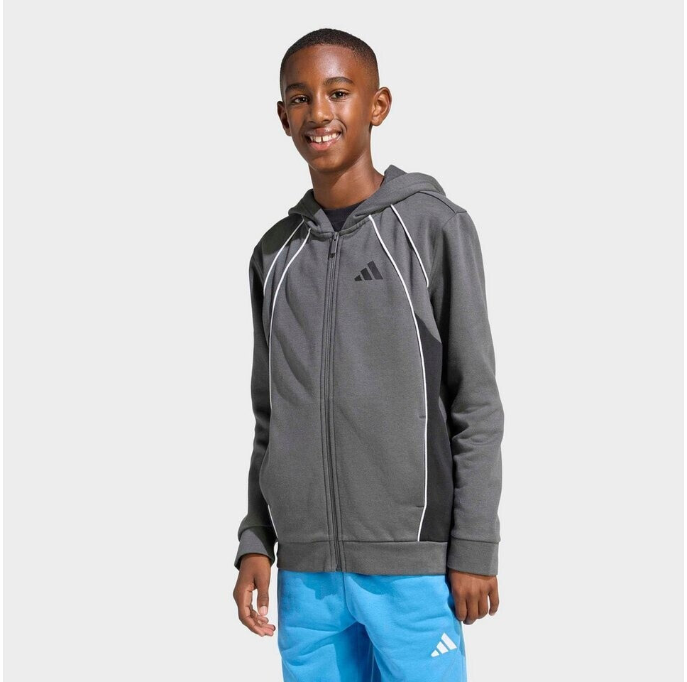 Adidas Color Block Full Zip Hoodie Sweatshirt (KB7089) grey six/black ...