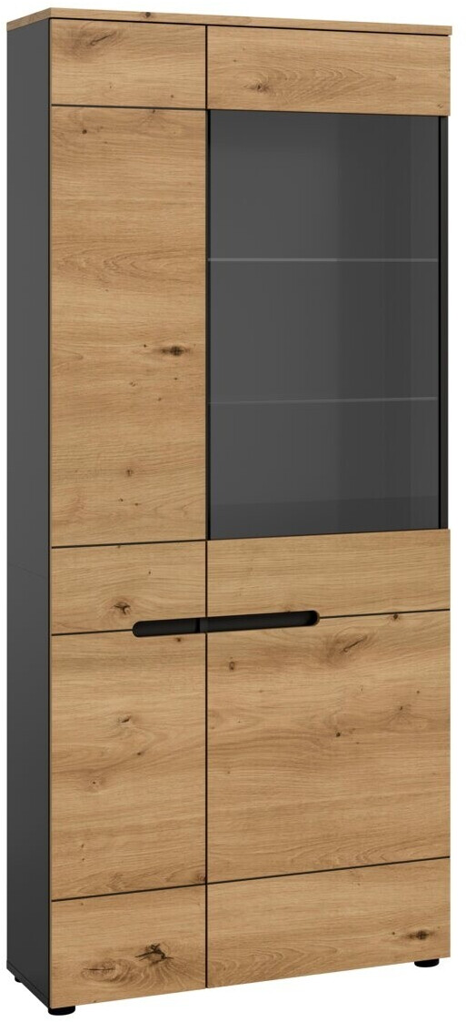 xonox.home Canu Vitrine Basalt grau / Artisan, 1 Glastür, 80x190x37cm ...