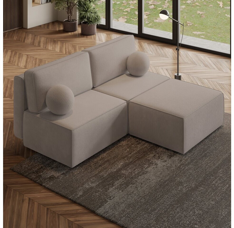 Masseno Varna P Ecksofa L-Form mit Schlaffunktion & Bettkasten, Beige ...