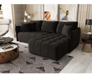 Fun Möbel TREVISO Ecksofa Schlafsofa Stoff Monolith Dunkelgrau Ottomane ...