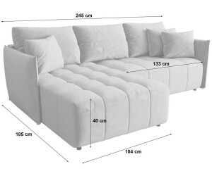 Fun Möbel TREVISO Ecksofa Schlafsofa Stoff Monolith Dunkelgrau Ottomane ...
