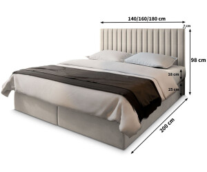 Masseno Bres Boxspringbett 160x200cm mit Matratze, Topper & Bettkasten ...