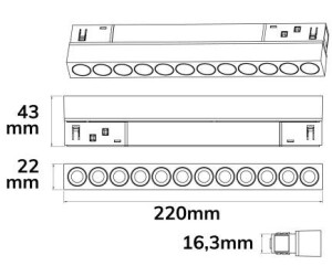 ISOLED Track48 Rasterleuchte 22cm 12W 1800-4000K CRI90 DALI DT8 schwarz ...