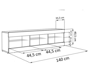 Komodee Tivoli Lowboard 3 Fächer Eiche Wotan/Weiß 140x40.5x35.5cm ...