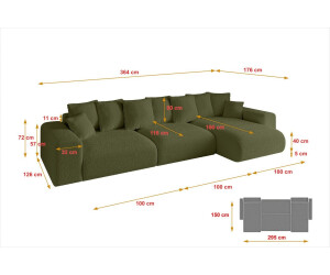 ALTDECOR ESKAR-L2 Ecksofa mit Schlaffunktion und Bettkasten, L-Form ...