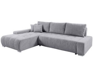 Fun Möbel VOGAR Ecksofa mit Schlaffunktion, Stoff Poso Hellgrau ...