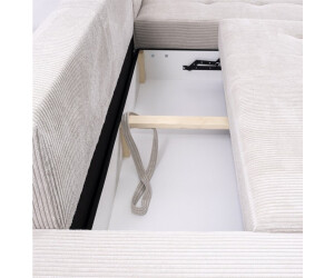 Fun Möbel VOGAR Ecksofa mit Schlaffunktion, Stoff Poso Hellgrau ...