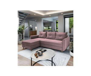 Masseno Pisan L-S Ecksofa L-Form mit Schlaffunktion & Bettkasten, Rosa ...