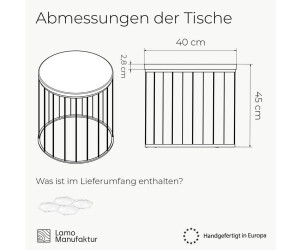 LAMO Manufaktur Couchtisch rund Holz 40x45cm, Nussbaum, Beine Elfenbein ...
