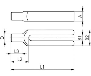 AMF Gabelspanneisen DIN 6315C mit rundem Spannansatz 22x250mm (70763 ...