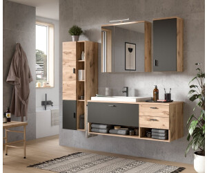 Inn.Furn Oderzo Waschbeckenunterschrank mit Waschbecken Eiche/Grau Matt ...