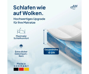 AM Qualitätsmatratzen Gel Topper RG50 150x200cm, 6cm, waschbarer Bezug ...