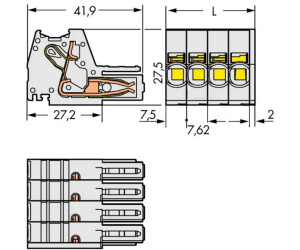 Wago 1-Leiter-Federleiste Push-in CAGE CLAMP® 10mm² lichtgrau (831-3108 ...