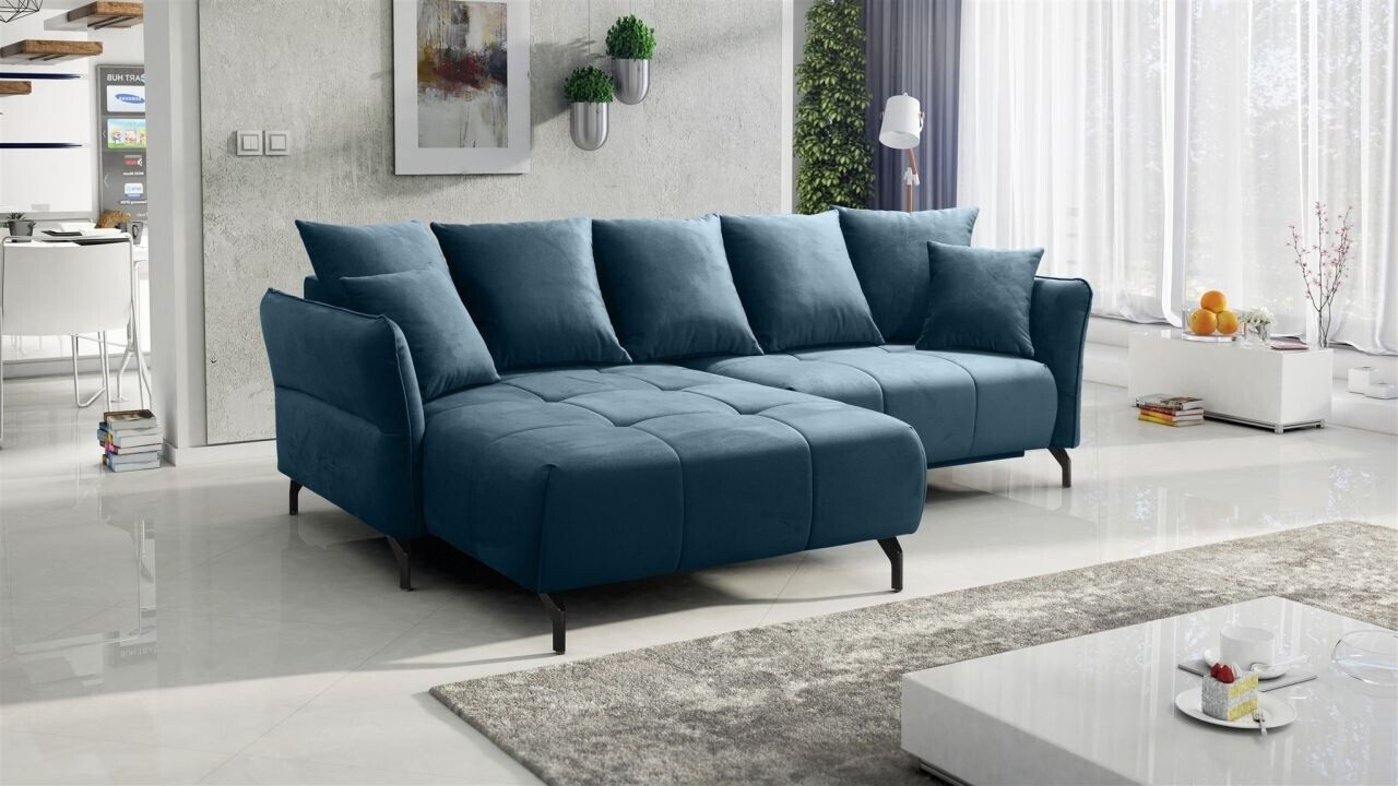 Fun Möbel SADIE Eckschlafsofa Stoff Element Dunkelblau Ottomane Links ...