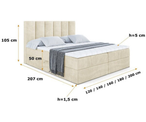 ALTDECOR BOXI1 Boxspringbett 120x200cm H4 Matratze Beige Samt ...