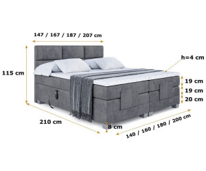 ALTDECOR Prot EL Boxspringbett elektrisch verstellbar 200x200cm ...