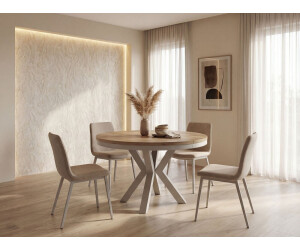 WFL GROUP Clara Esstisch rund ausziehbar Lancelot Eiche, grau-beige ...