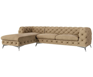 S-Style Möbel Cleo Chesterfield Ecksofa Beige Samt, Ottomane links ...