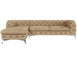 S-Style Möbel Cleo Chesterfield Ecksofa Beige Samt, Ottomane links ...
