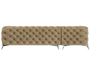S-Style Möbel Cleo Chesterfield Ecksofa Beige Samt, Ottomane links ...