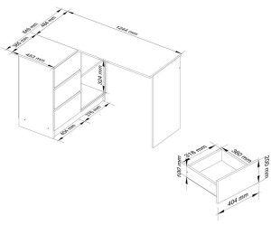 Akord Furniture Factory B16 Eckschreibtisch mit 3-Schubladen-Container ...