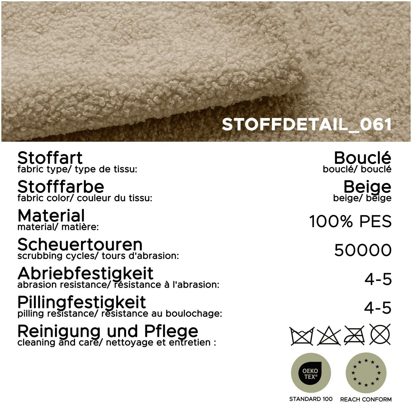 Mid.you Kolo Polsterhocker Bouclé, beige, 51x41x51cm (001849022203) ab ...