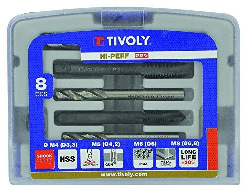 Tivoly Gewindeschneider- und Bohrer-Set HSS Steam Gun DIN, 8-teilig ...