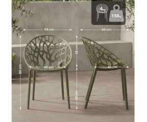 CLP Hope Gartenstuhl 4er Set stapelbar, Kunststoff, UV-beständig, oliv ...