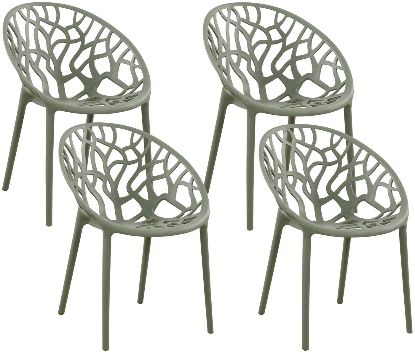 CLP Hope Gartenstuhl 4er Set stapelbar, Kunststoff, UV-beständig, oliv ...