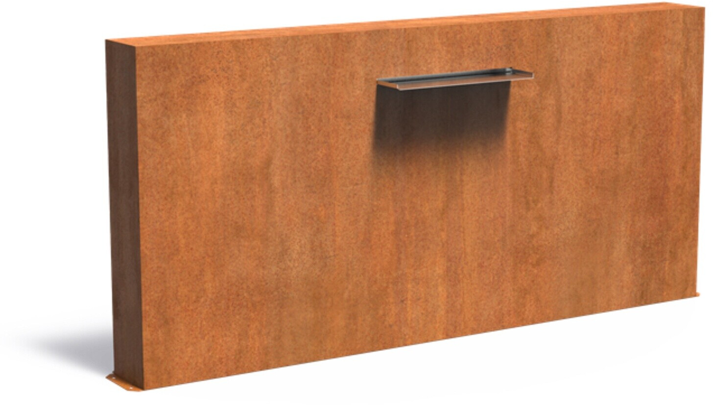 Adezz Freistehende Teichwand Corten-Stahl mit Wasserfall und Pumpe ...