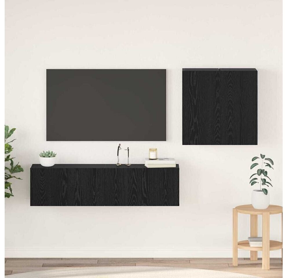 vidaXL TV-Schrankset Wandmontiert Schwarz Eichen-Optik, 4-tlg. (3393373 ...