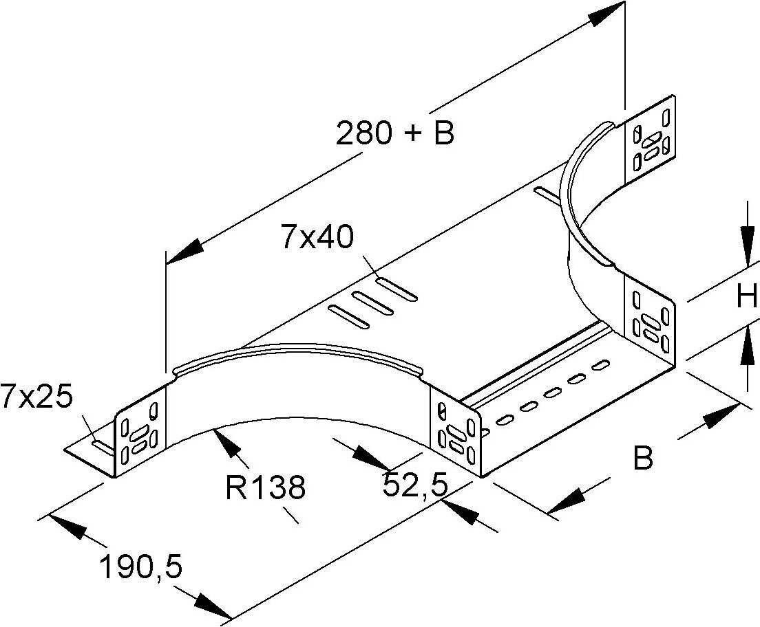 Niedax Anbau T-Stück für Kabelrinne 60x600mm bandverzinkt (RTA 60.600 ...