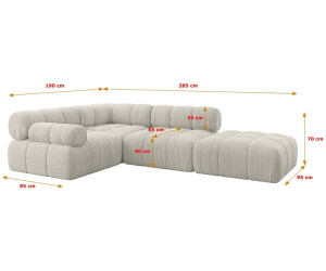ALTDECOR Felto-L1 Ecksofa L-Form 5-Sitzer 285x190cm Cord Cremeweiß ...