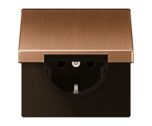Jung SCHUKO-Steckdose Safety Plus 16A 250V Klappdeckel Bronze gebürstet ...