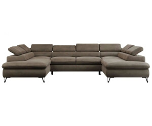 MKS Peter U Wohnlandschaft U-Form Velvet Braun mit Schlaffunktion und ...