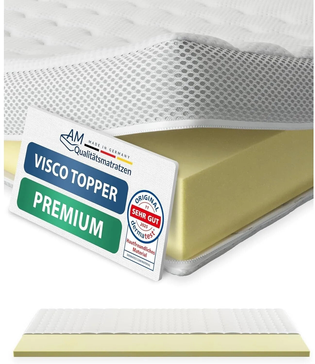 AM Qualitätsmatratzen Premium Visco Topper Viscoschaum, Oeko-Tex ...