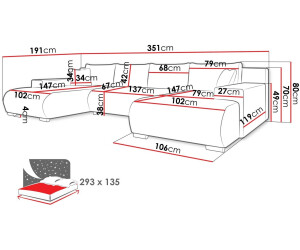 Mirjan24 Nojan U Wohnlandschaft Cord U-Form Schlaffunktion Bettkasten ...