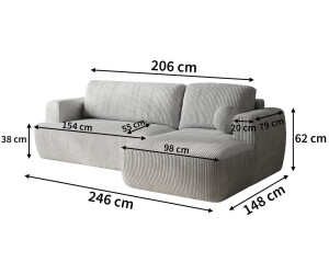 Masseno Senti P R-S Ecksofa L-Form mit Schlaffunktion & Bettkasten ...