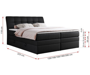 MKS Meble Gold 10 King Boxspringbett Kunstleder Schwarz 160x200cm H3 ...