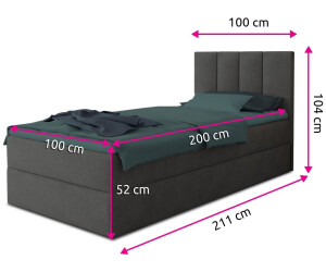 Sofnet Star Mini Boxspringbett mit Bettkasten, Bonell-Matratze & Topper ...