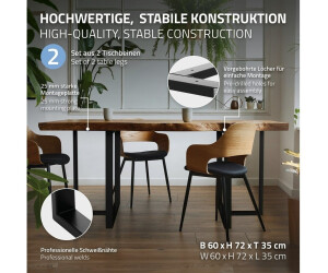ML-Design Tischbeine T-Form 60x72cm Metall Schwarz Industrial-Design ...