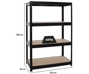 Proregal Dino Schwerlastregal 180x120x60cm 600kg Schwarz (RK7-15) ab ...