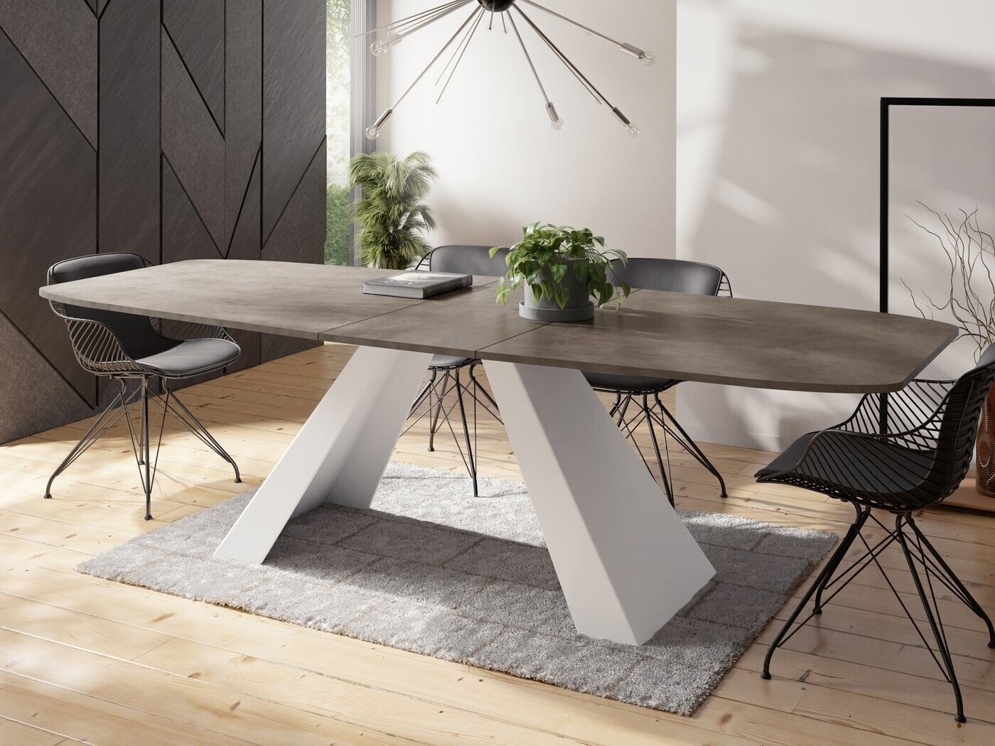 WFL GROUP Monte Esstisch ausziehbar 180–220cm, Chicago Beton Grau ...